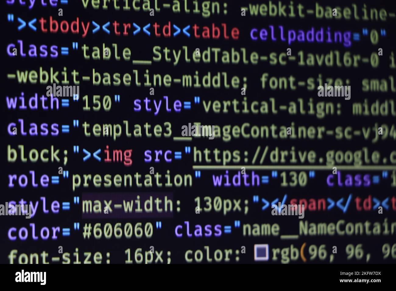 Code of web page displayed on a computer monitor Stock Photo - Alamy