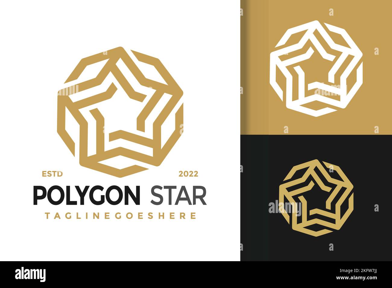 An illustration pack of business logo designs in grey and gold colors ...