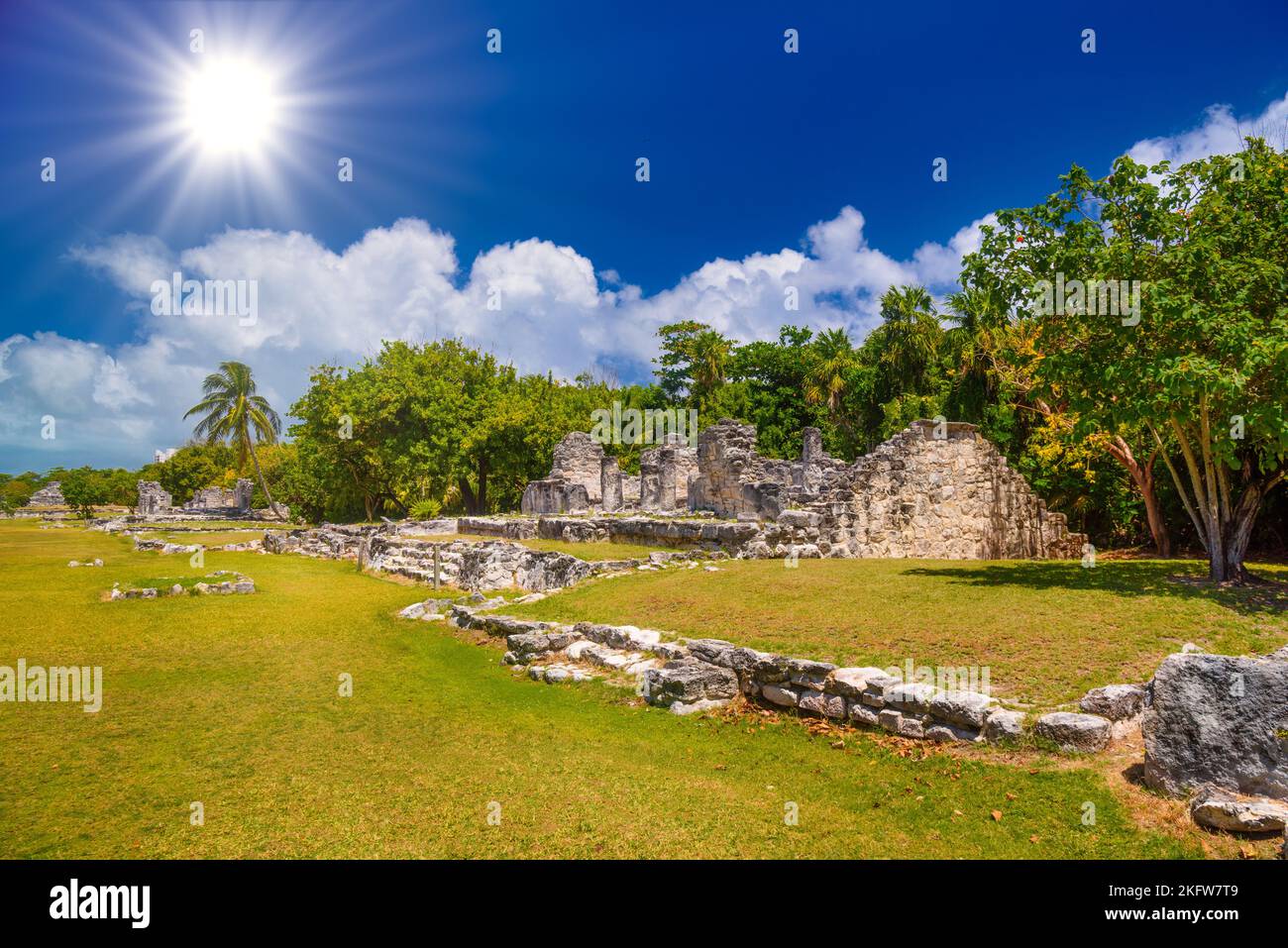 Ancient ruins of Maya in El Rey Archaeological Zone near Cancun ...