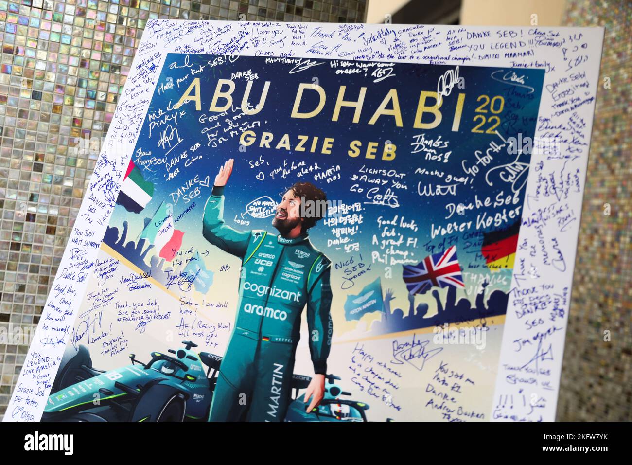 Abu Dhabi, United Arab Emirates. 20th Nov, 2022. Fan poster 'Thank you ...