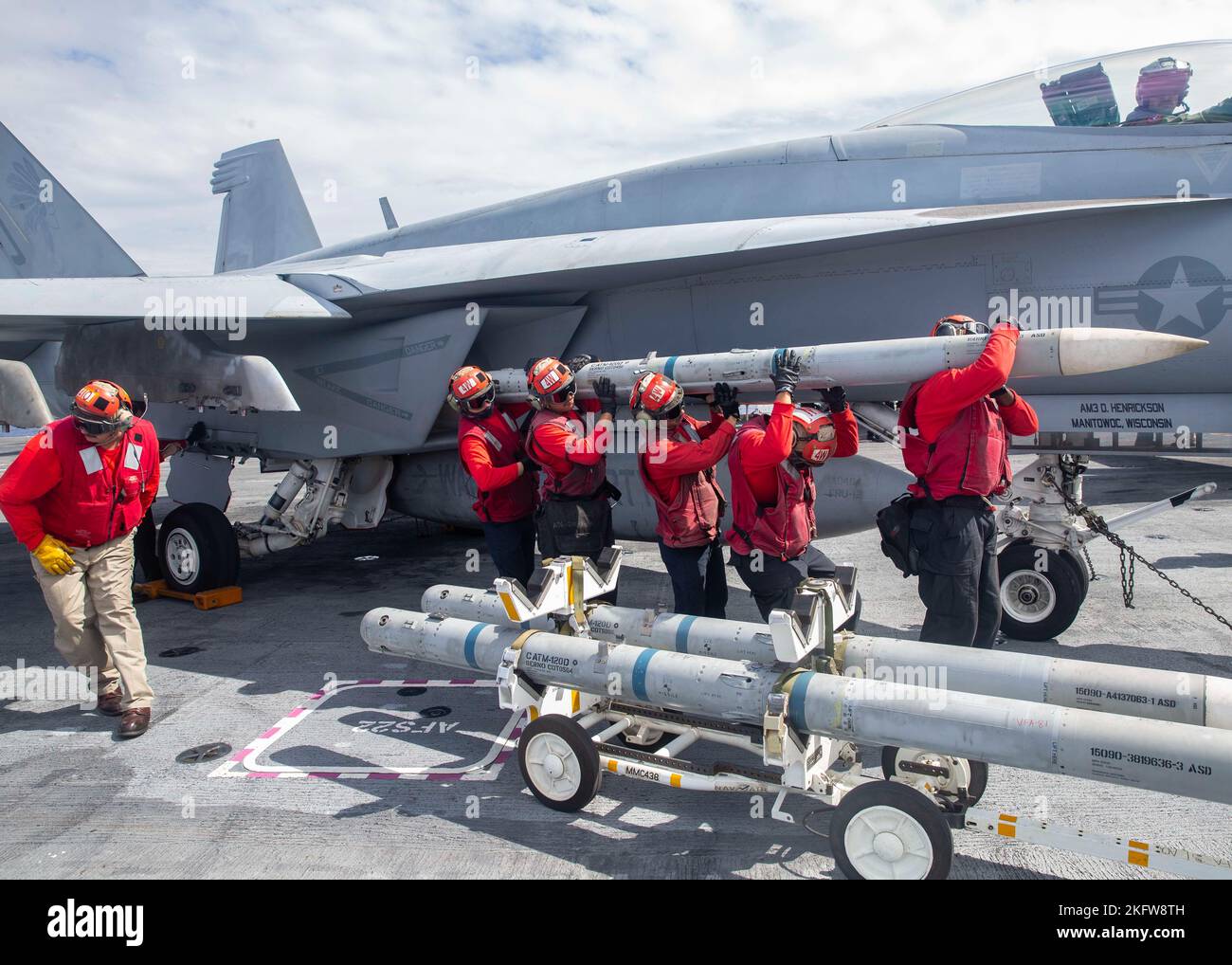 Sailors assigned to the "Golden Warriors" of Strike Fighter Squadron ...