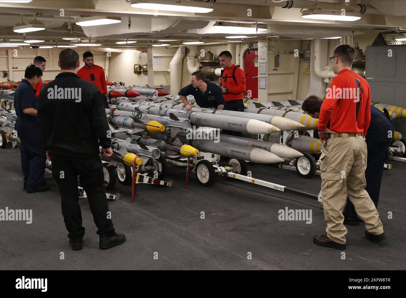 Sailors assigned to the first-in-class aircraft carrier USS Gerald R ...