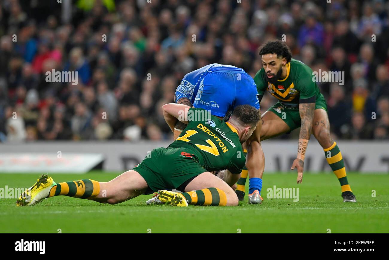 Manchester ENGLAND - NOVEMBER 19. Angus Crichton of Australia stops ...