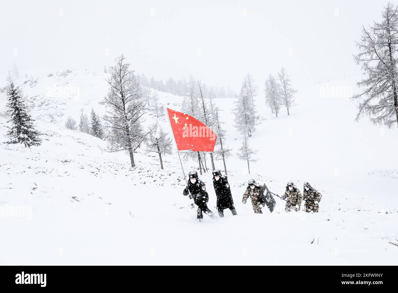 ALTAY, CHINA - NOVEMBER 20, 2022 - Border police patrol the border ...