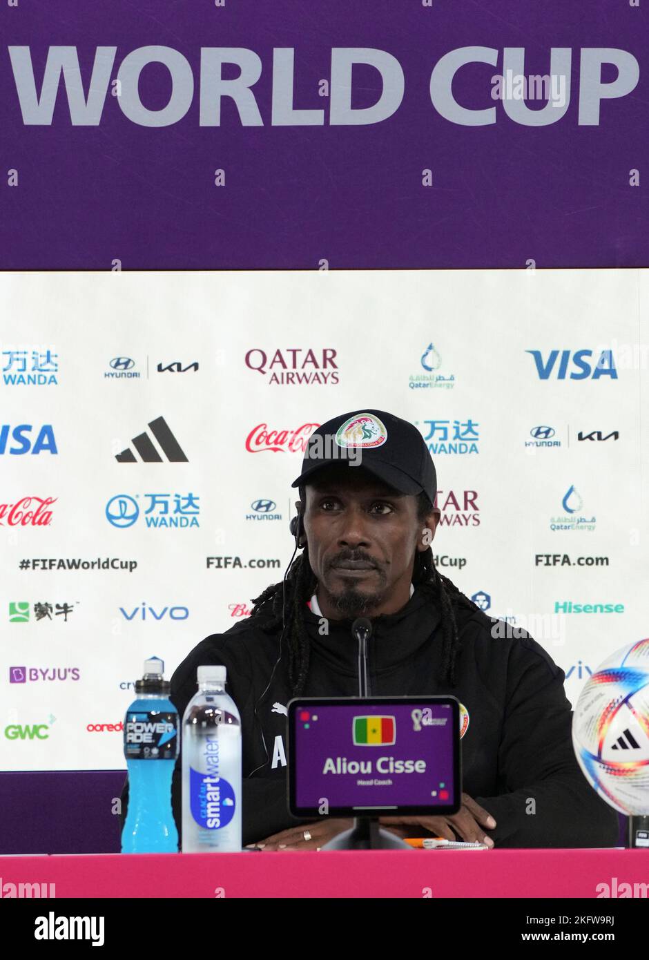 Doha, Qatar. 20th Nov, 2022. Senegal's head Coach Aliou Cisse takes ...