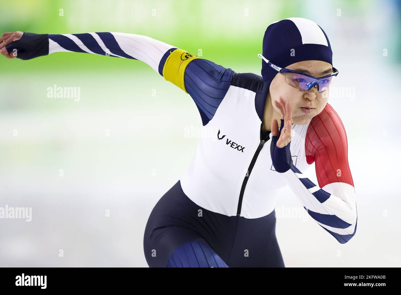 HERENVEEN - JMin-Sun Kim (KOR) in action on the 500 meters during the ...