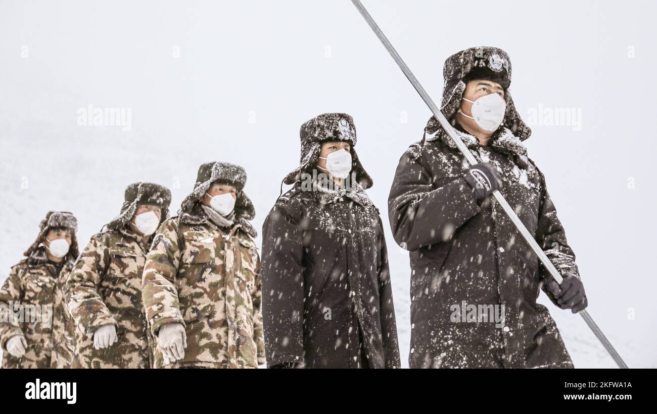 ALTAY, CHINA - NOVEMBER 20, 2022 - Border police patrol the border ...
