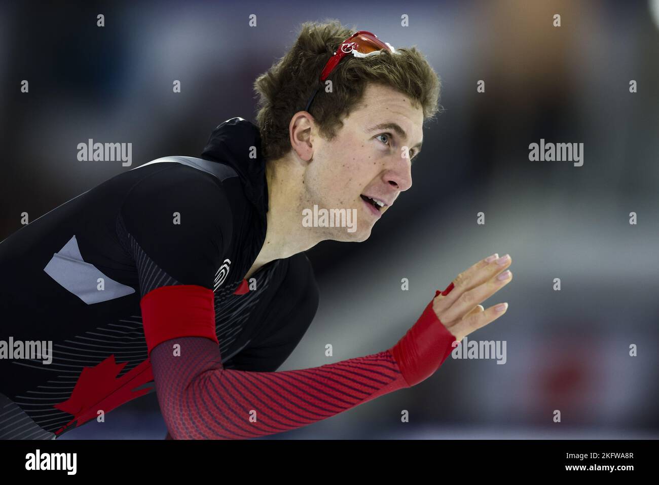 HERENVEEN - Connor Howe (CAN) reacts after the 1500 meters during the ...