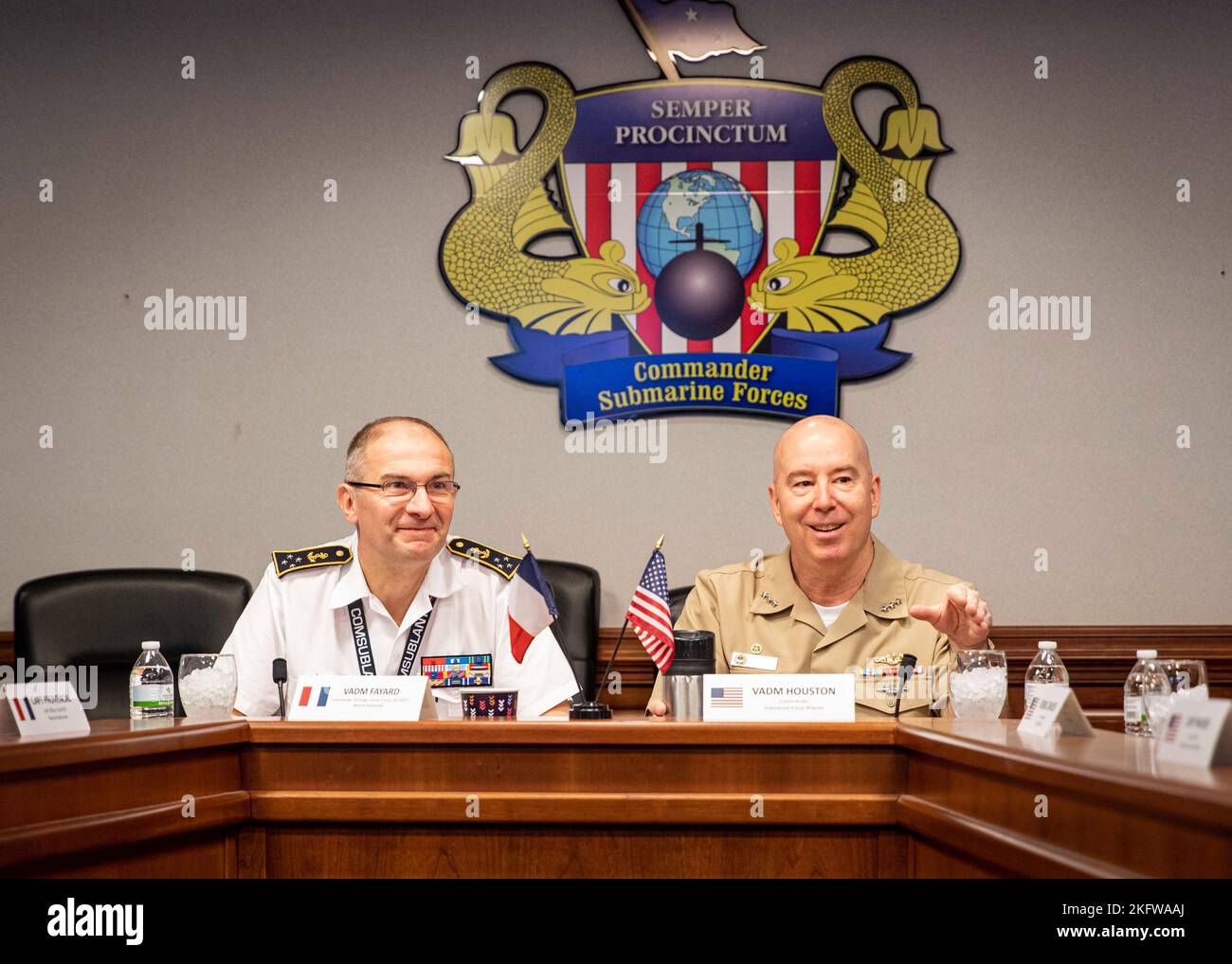 Vice Adm. William Houston, right, commander, U.S. Submarine Forces, and ...
