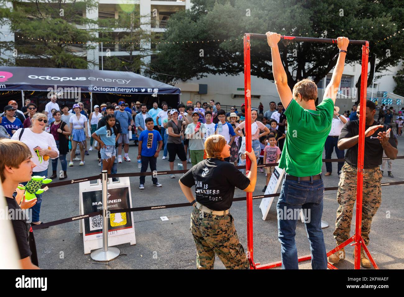 The crowd motivates an individual participating in a Marine Corps pull ...