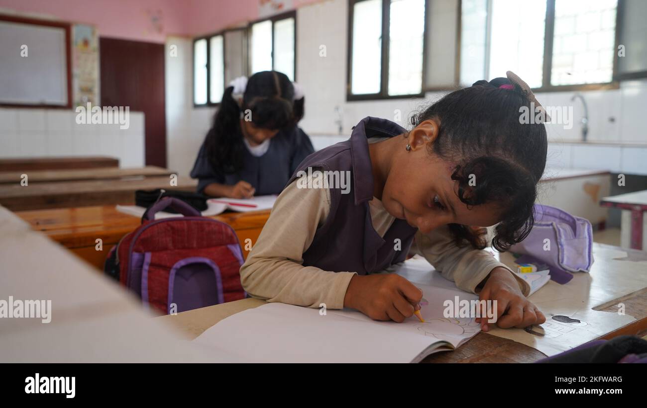 Remedial student, Rana*, demonstrating her drawing abilities during the ...