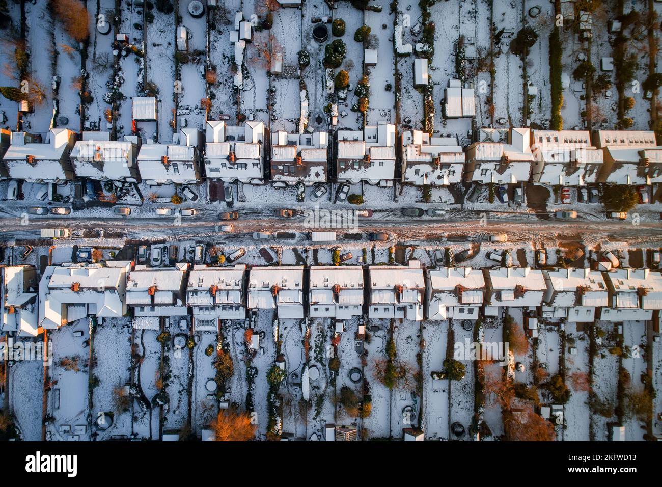 Snow Covered Rooftops and Houses in the UK Stock Photo - Alamy