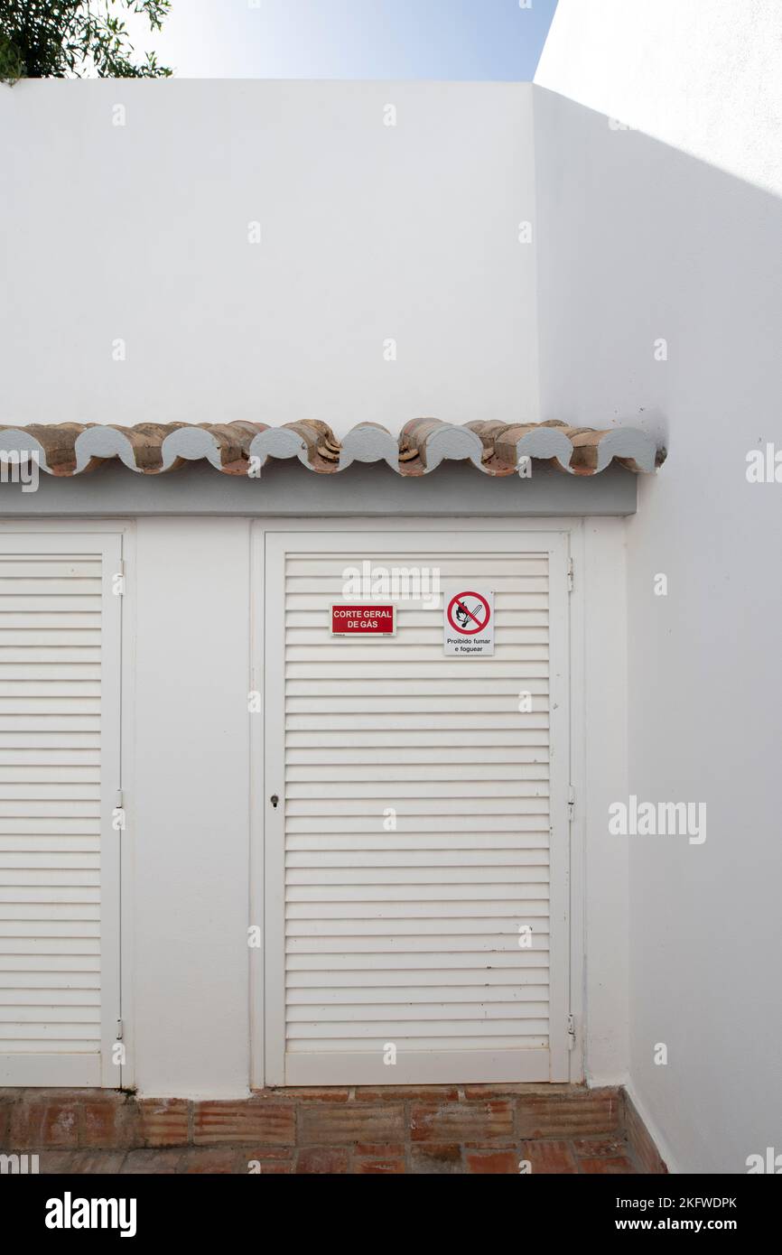 Gas bottle storage room outside a private house Stock Photo - Alamy