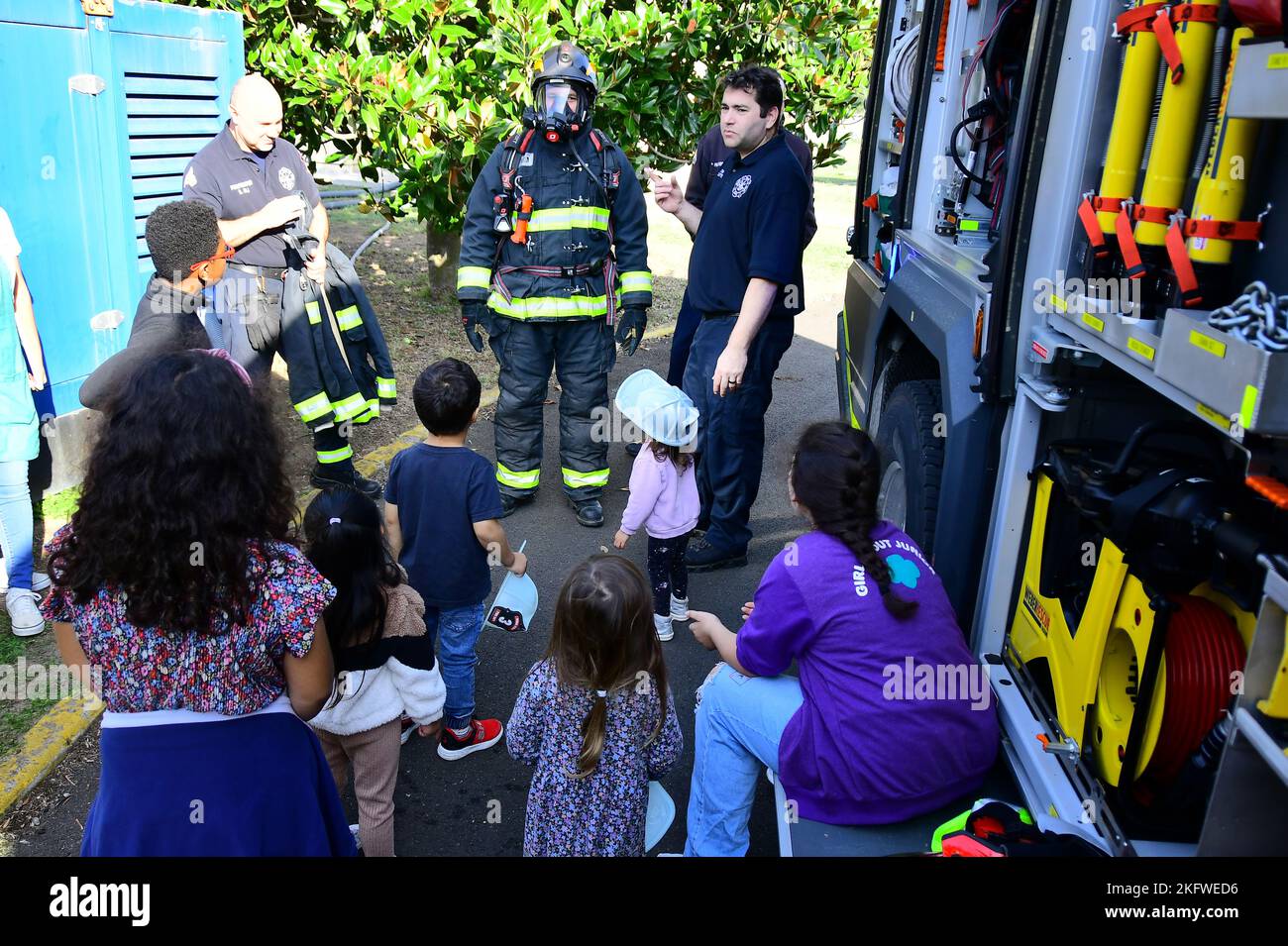 Center, Emanuele Zumbo firefighter wears special clothing, called ...