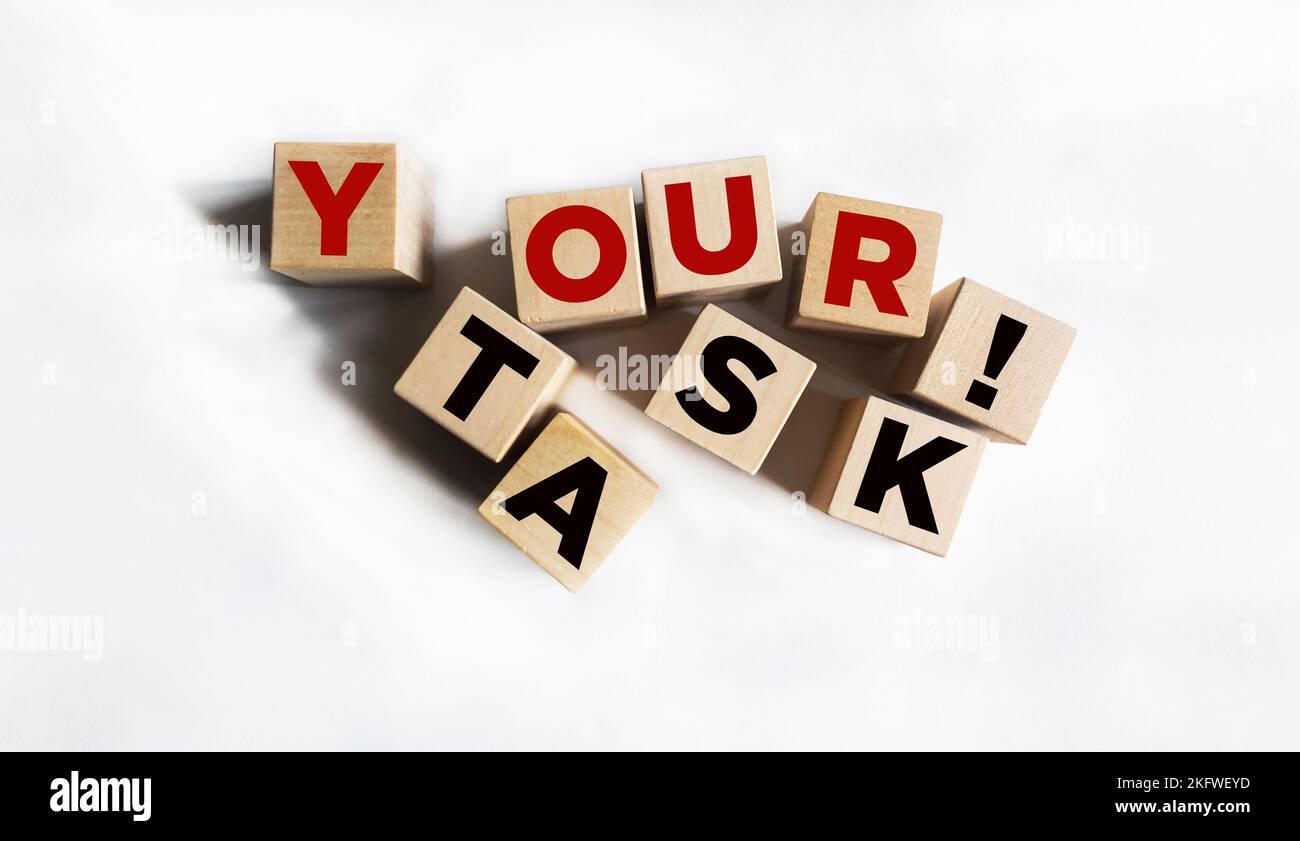 Text YOUR TASKS on wooden blocks and white background Stock Photo - Alamy