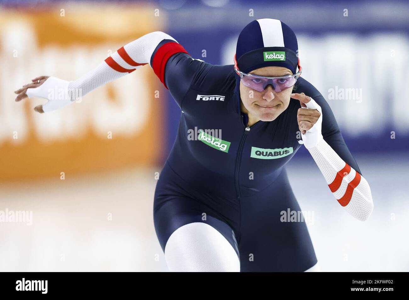 HERENVEEN - Vanessa Herzog (AUT) in action on the 500 meters during the ...