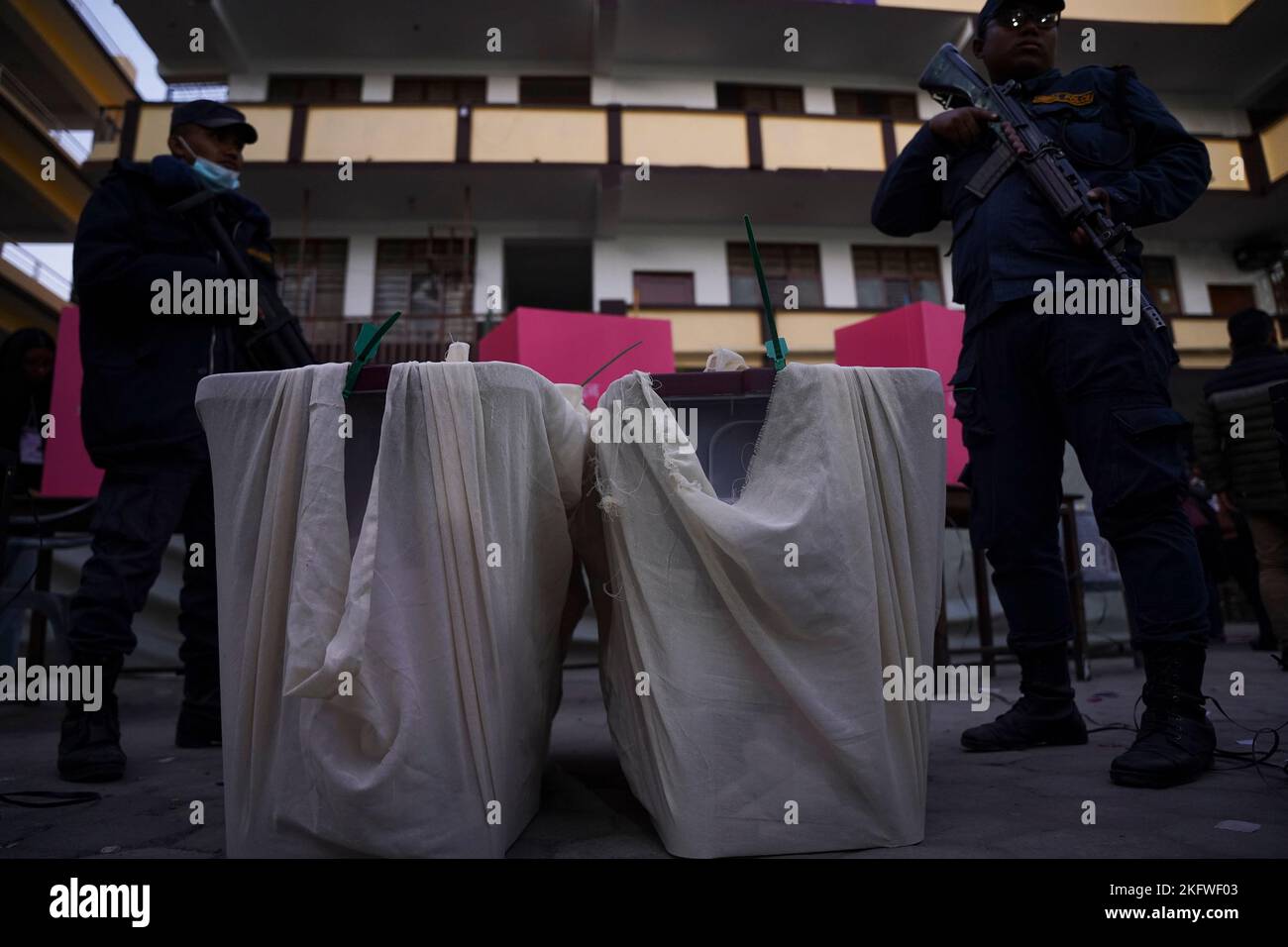 Kathmandu, NE, Nepal. 20th Nov, 2022. Nepal police personnel guard a ...