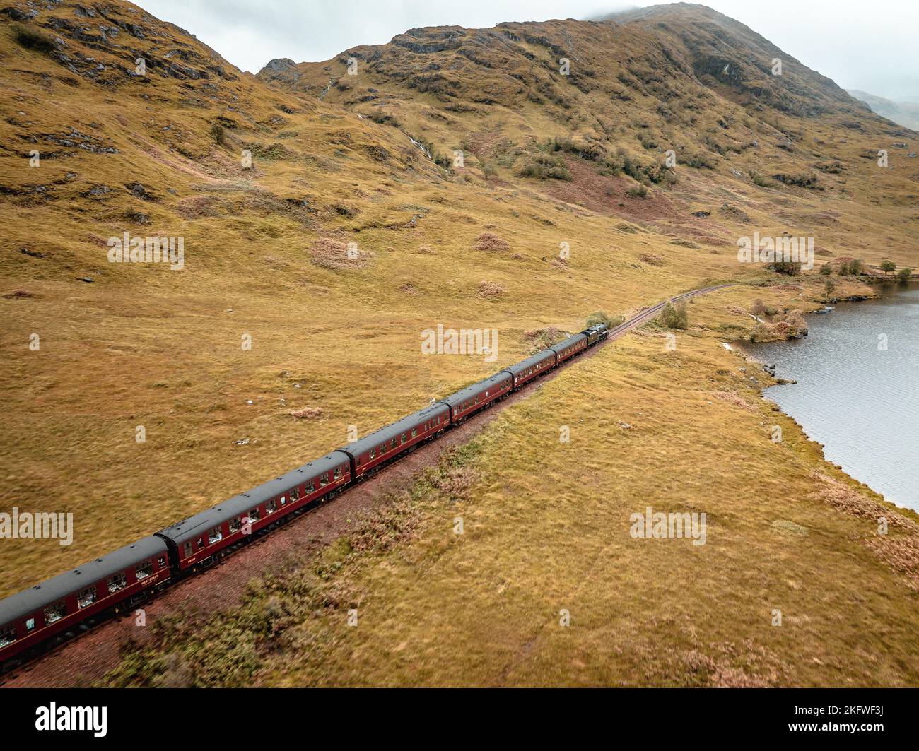 Steam Train Passing By a Loch in the Scottish Highlands Stock Photo - Alamy