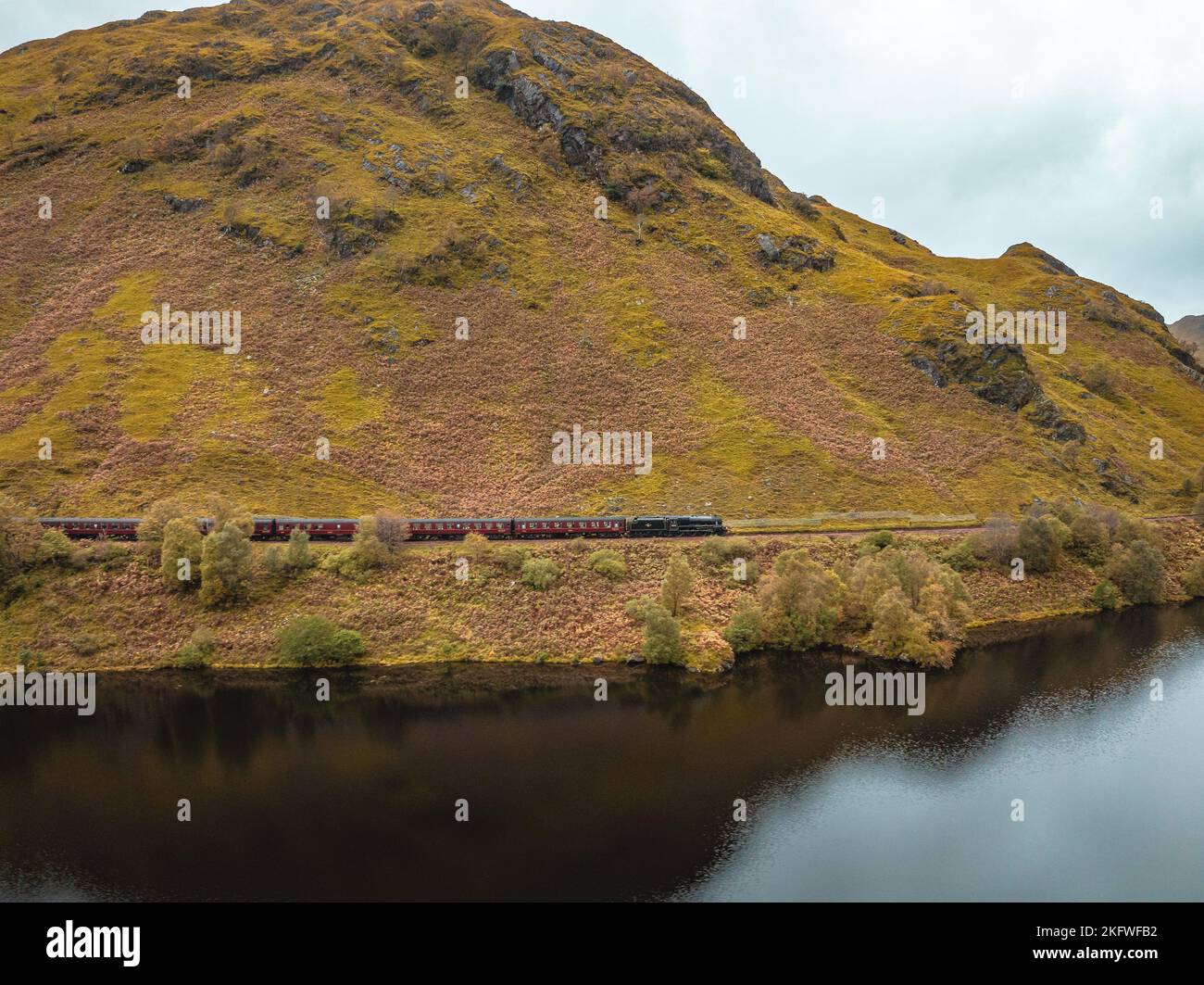 Steam Train Passing By a Loch in the Scottish Highlands Stock Photo - Alamy