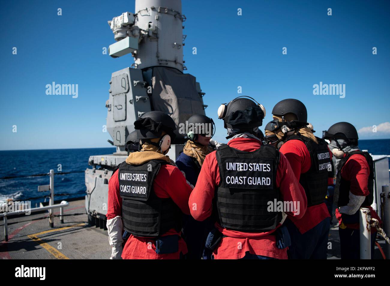 U.S. Coast Guard Petty Officer 2nd Class Ian Eckelberg, a gunner’s mate ...
