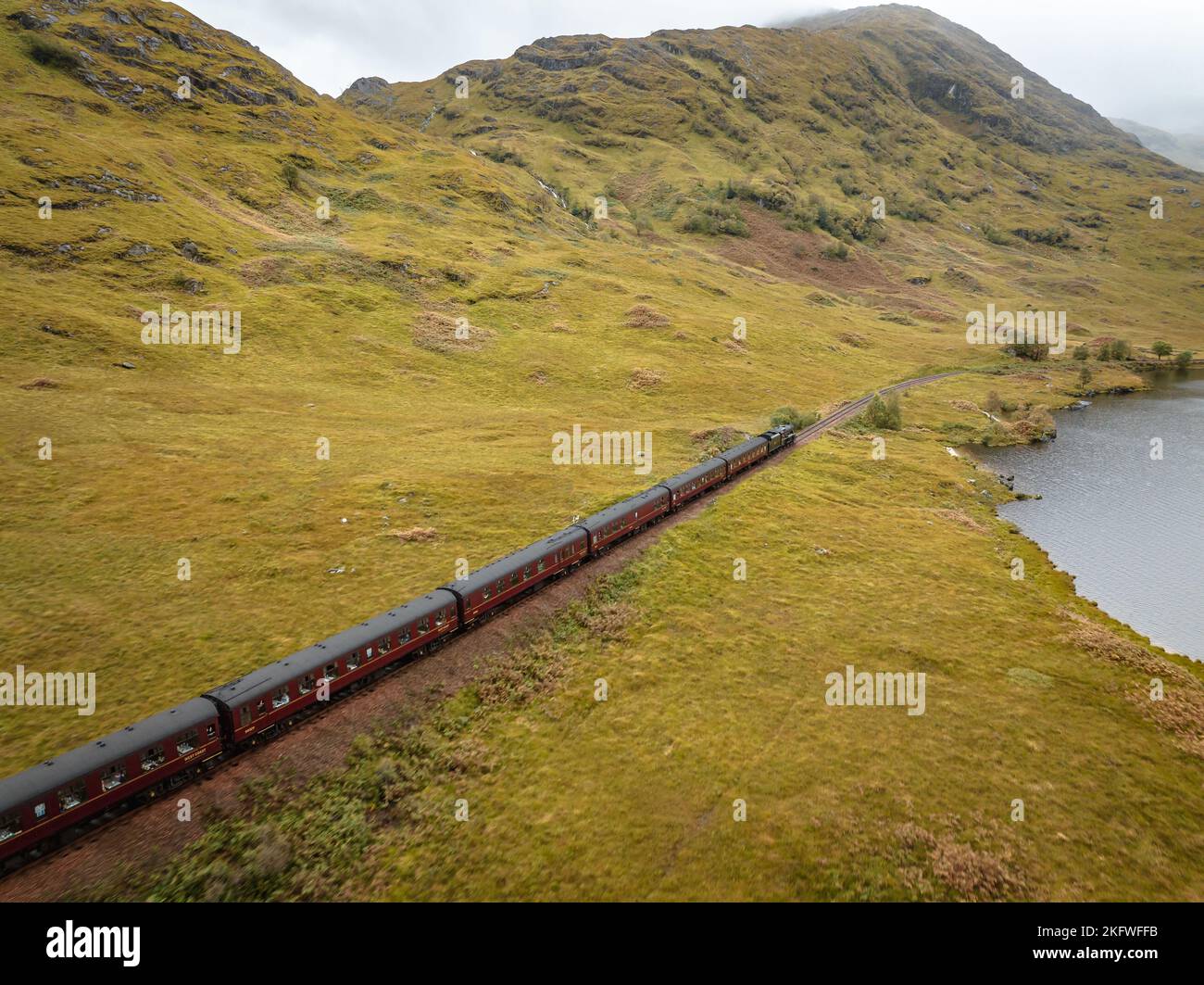 Steam Train Passing By a Loch in the Scottish Highlands Stock Photo - Alamy