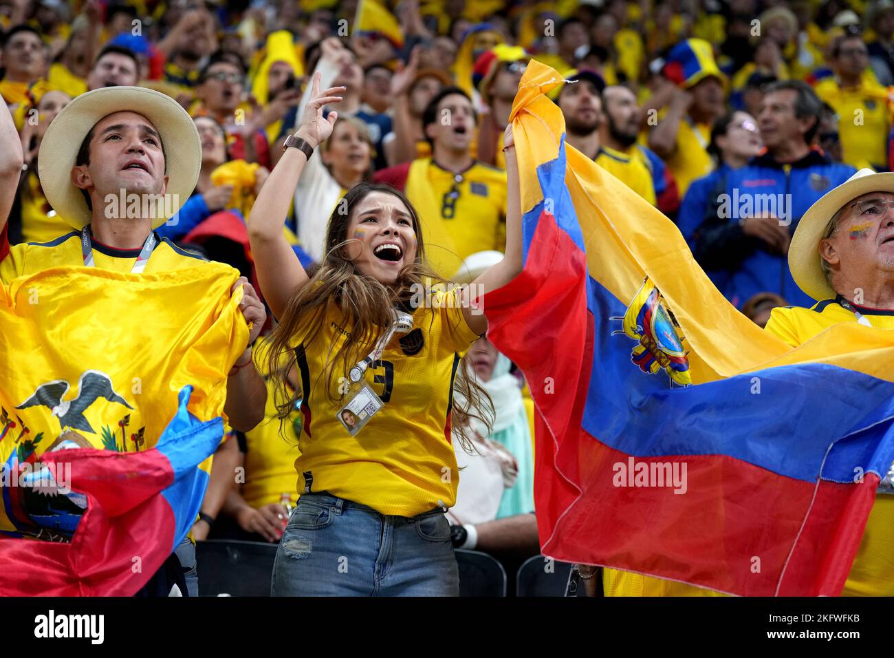 Ecuador fans ahead of the FIFA World Cup Group A match at the Al Bayt ...