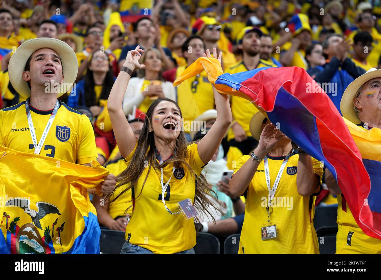 Ecuador fans ahead of the FIFA World Cup Group A match at the Al Bayt ...