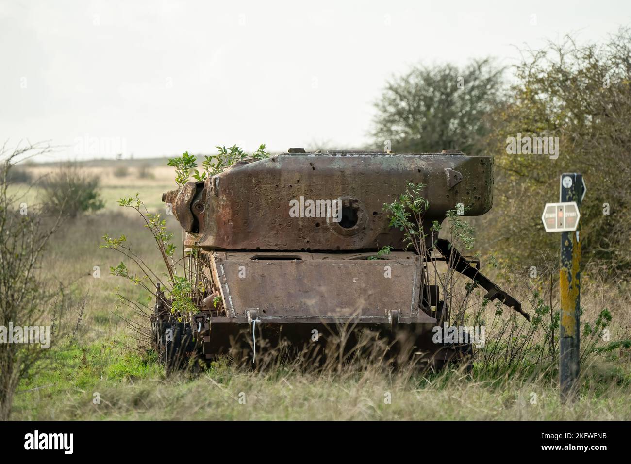 rust covered carcass of an abandoned wrecked rusting British Centurion ...