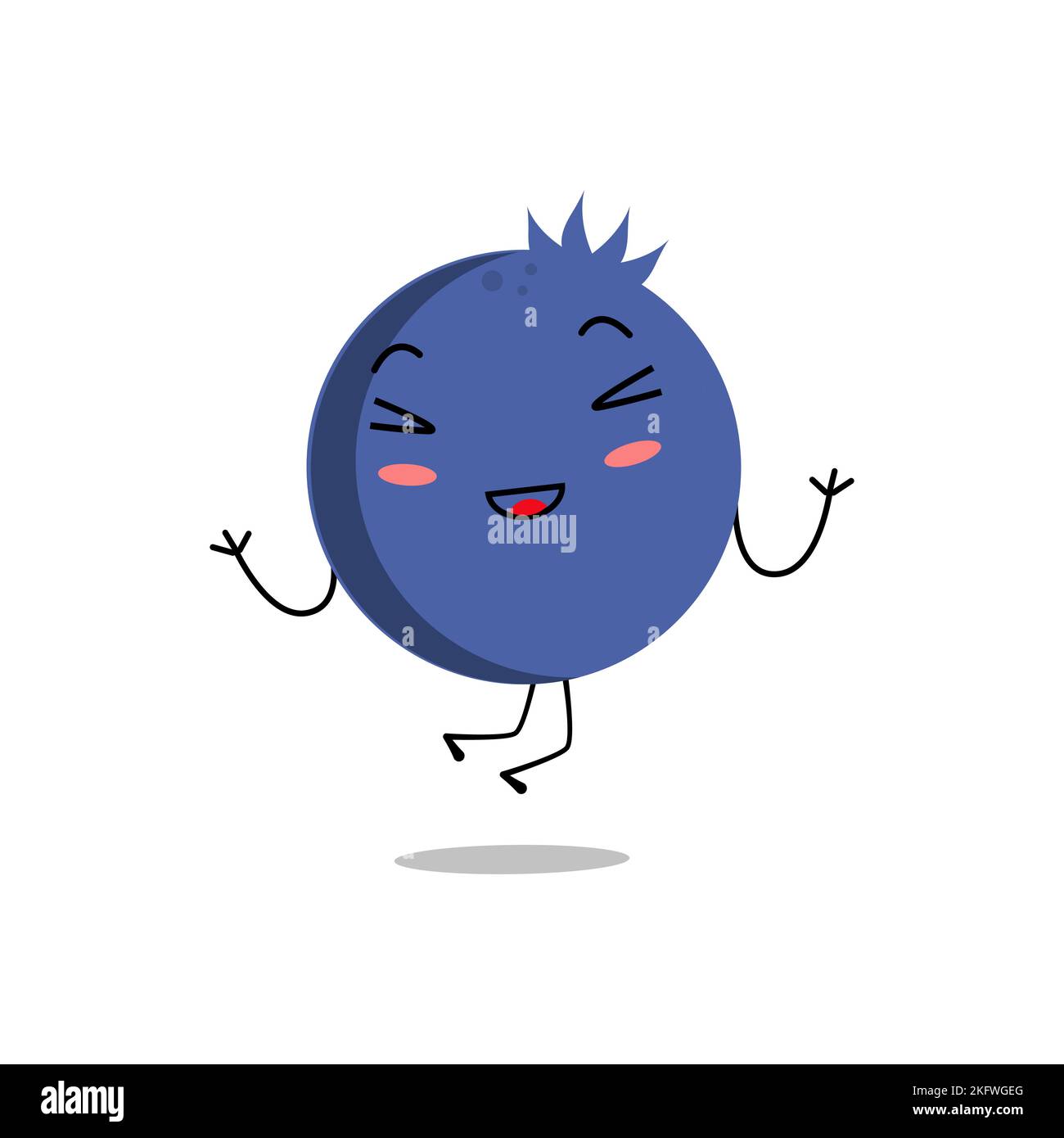 Cute flat cartoon blueberry illustration. Vector illustration of cute ...