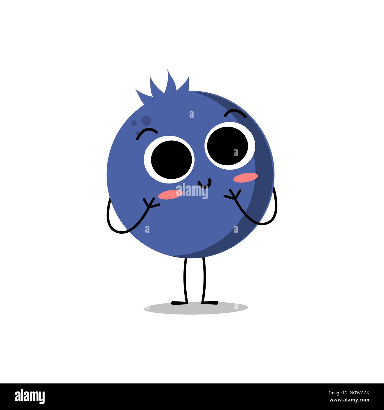 Cute flat cartoon blueberry illustration. Vector illustration of cute ...