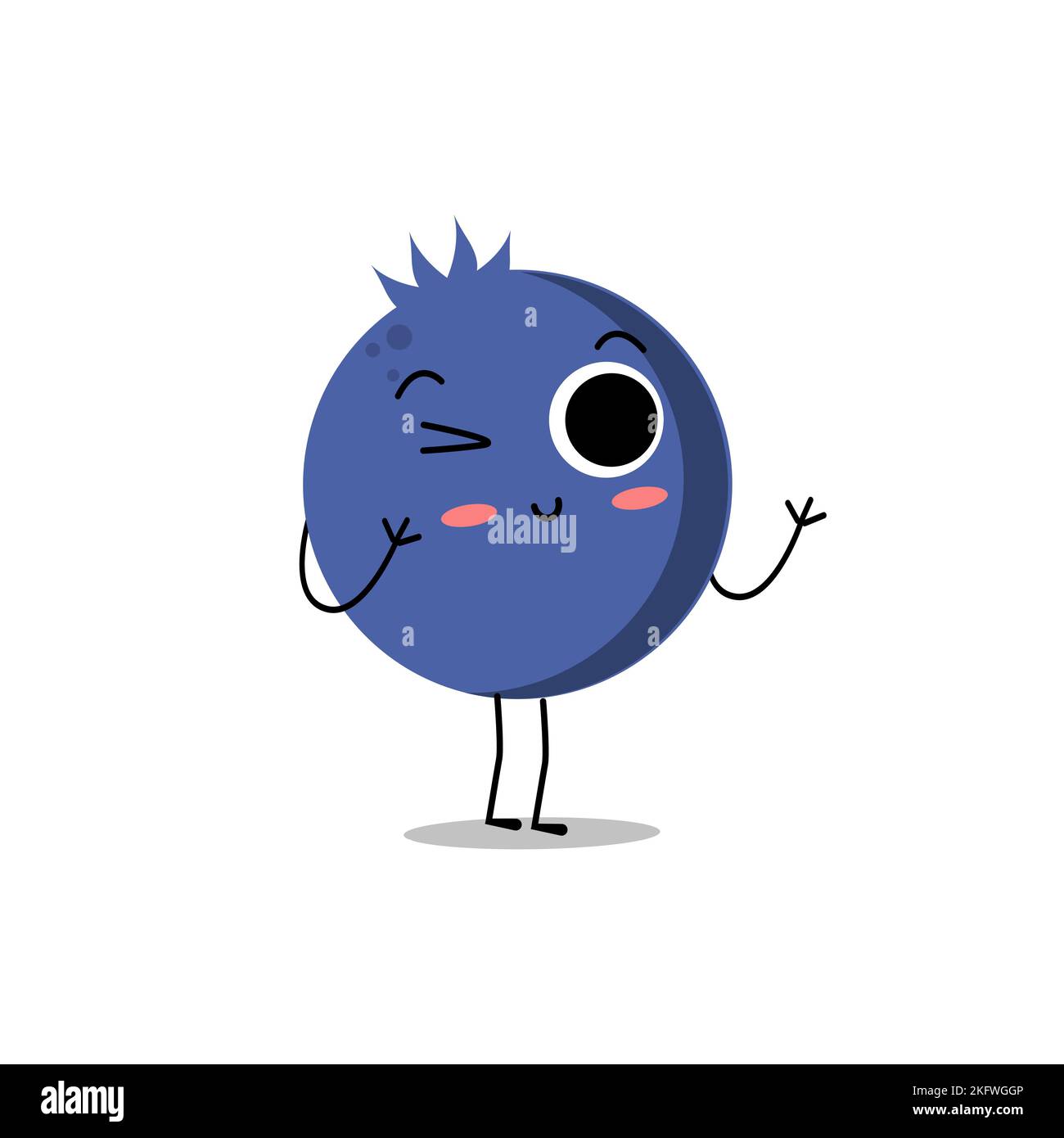 Cute flat cartoon blueberry illustration. Vector illustration of cute ...