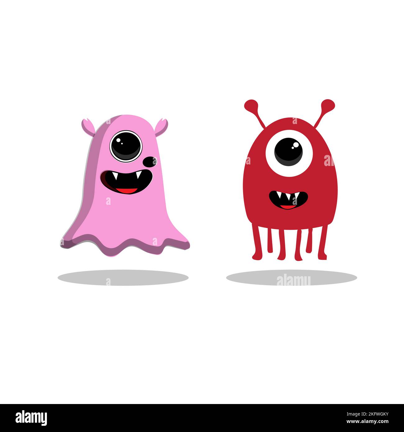 Cute cartoon monsters character. Monsters in flat style vector. Vector ...