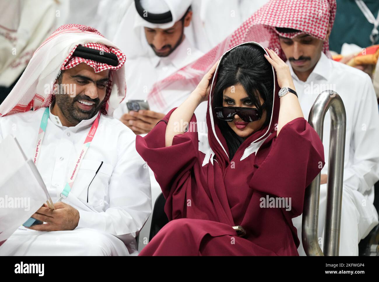 Qatar fans ahead of the FIFA World Cup Group A match at the Al Bayt ...
