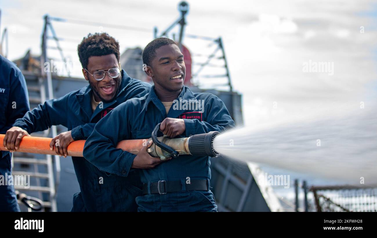Seaman Joshua Whitaker, right, and Boatswain’s Mate Seaman Kesean Blair ...
