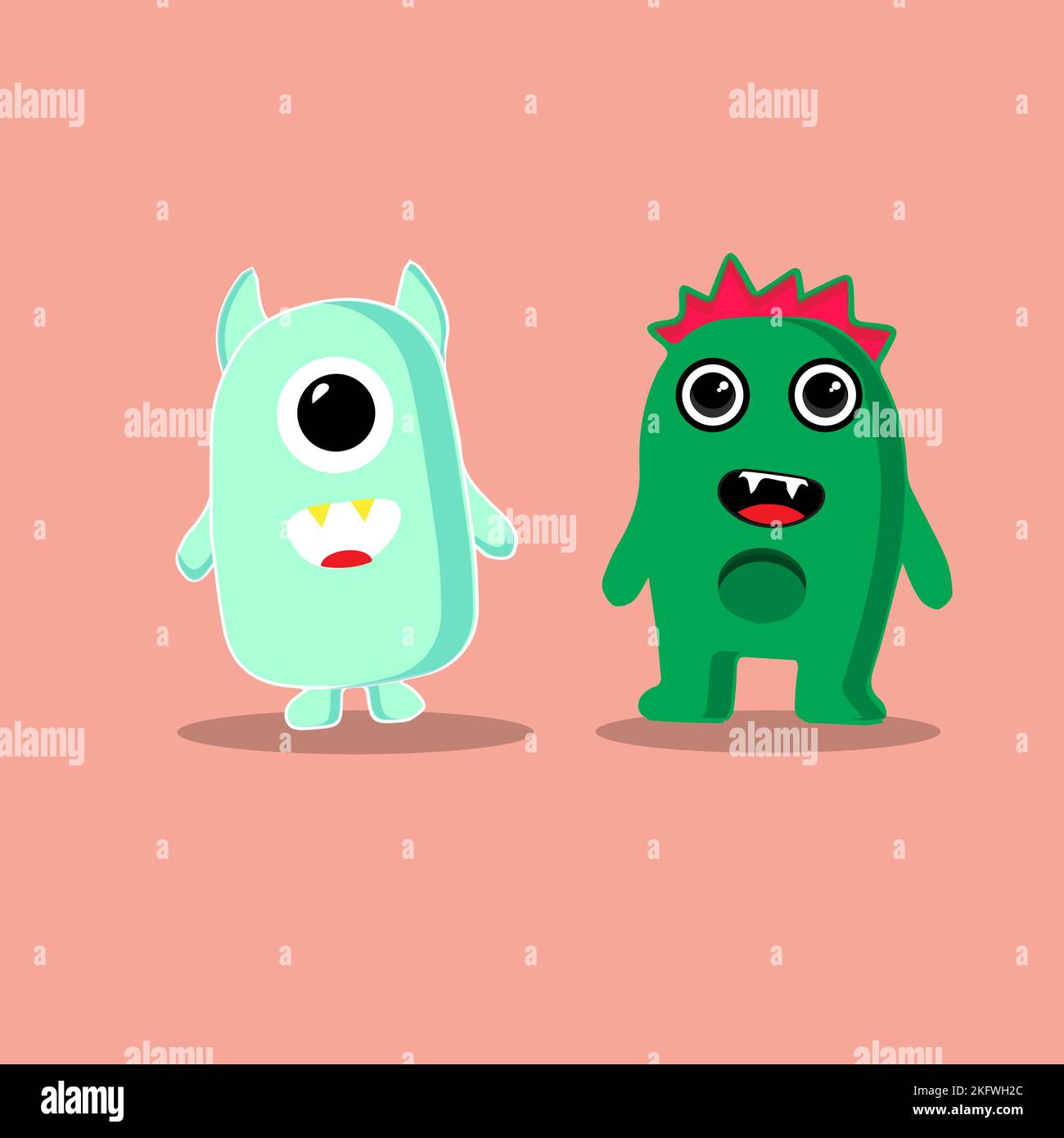 Cute cartoon monsters character. Monsters in flat style vector. Vector ...