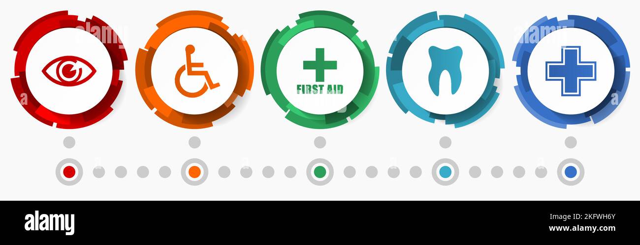 Hospital vector icon set, medical concept flat design buttons ...