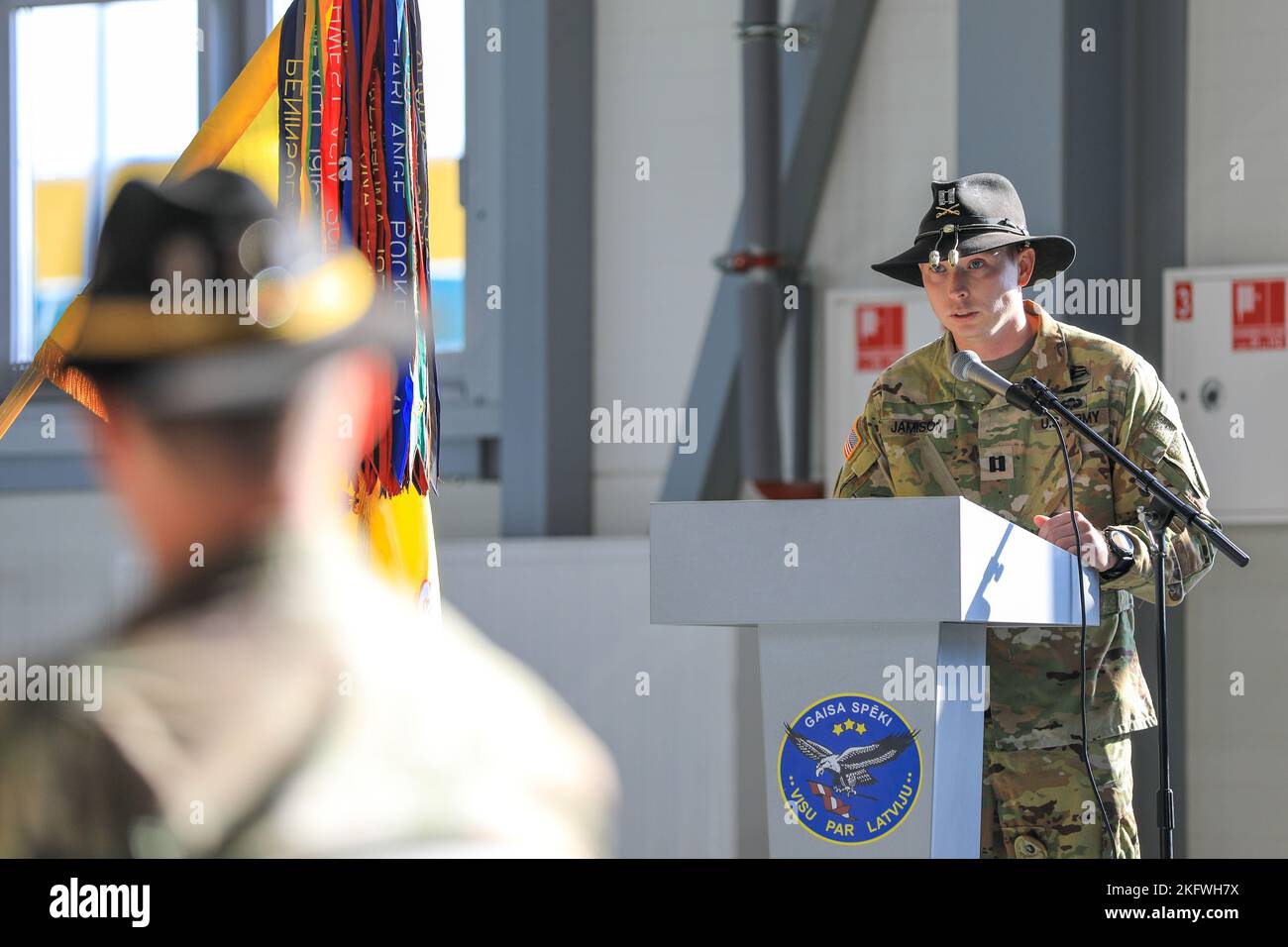 U.S. Army Cpt. Tyler J. Jamison, outgoing commander for Bravo Troop ...