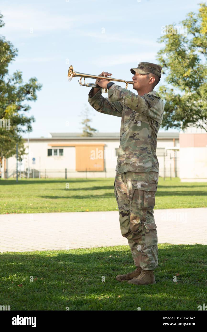 U.S. Army Spc. Marvin Lopez, bugler, 24th Military Intelligence ...