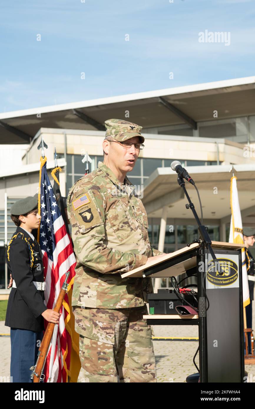 U.S. Army Col. David Mayfield, commander, U.S. Army Garrison Wiesbaden ...