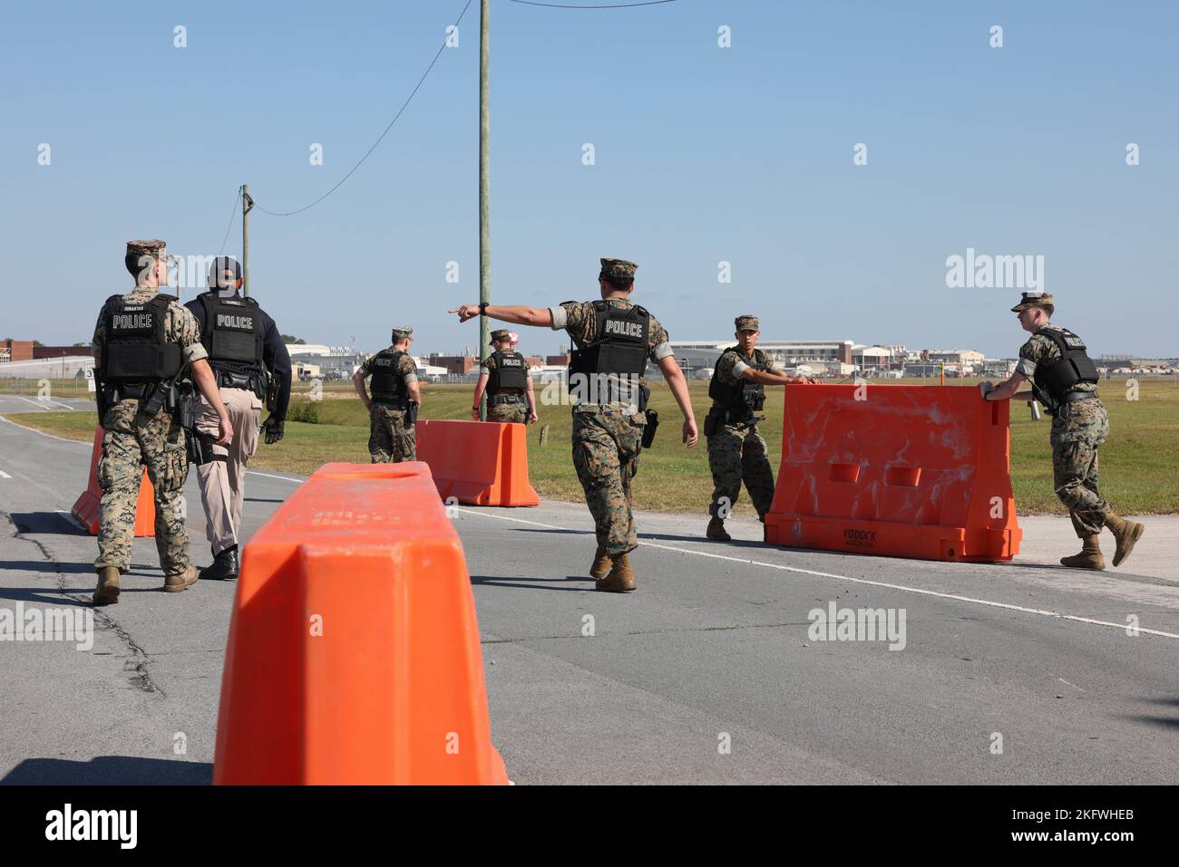 Marine Corps Air Station (MCAS) Cherry Point military police set up ...