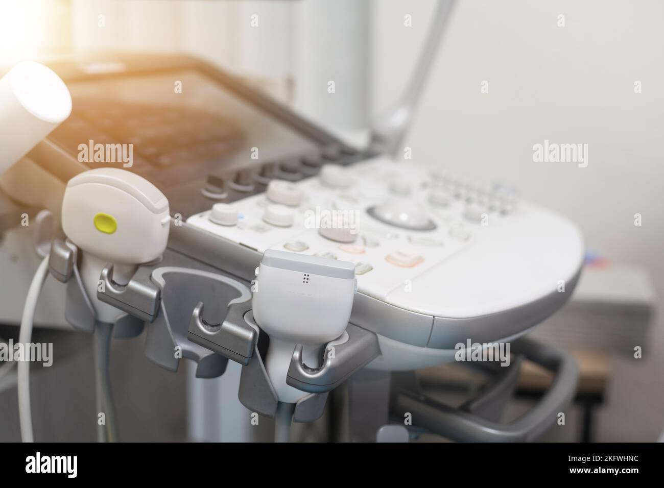 Medical ultrasound machine with linear probes in a hospital diagnostic ...
