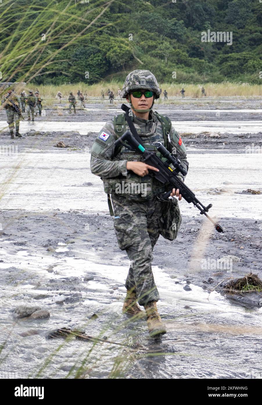 Republic of Korea Marines navigate across a valley as a rehearsal for ...