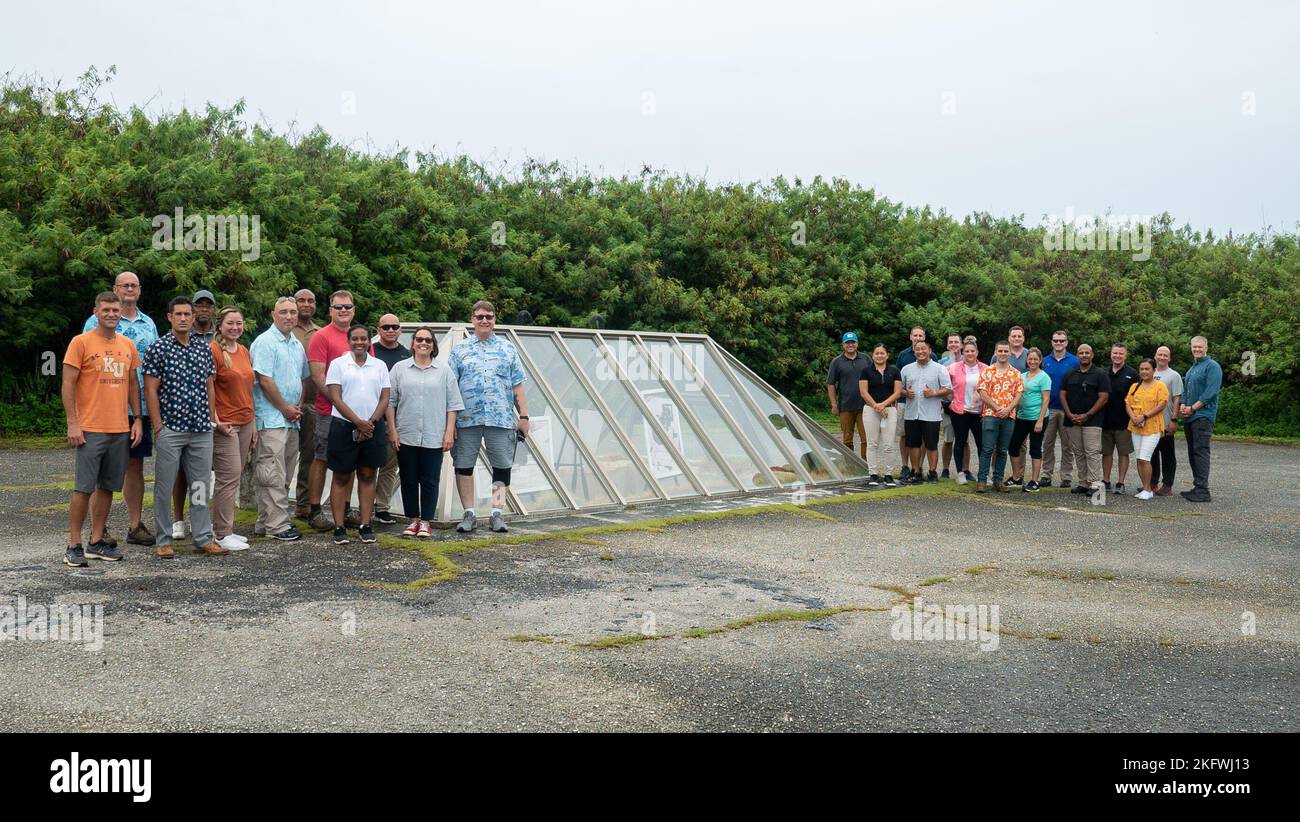 36th Wing leadership pose in front an atomic bomb loading pit used in ...