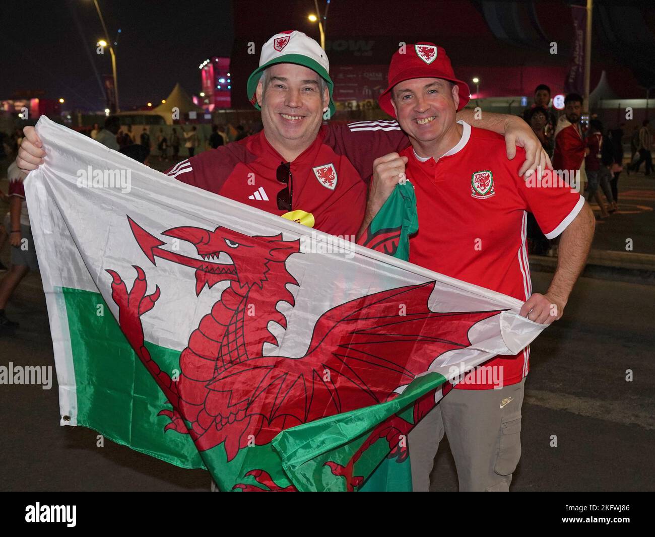 Darren Walsh (left) and Lee Williams from Rhondda in South Wales at the ...