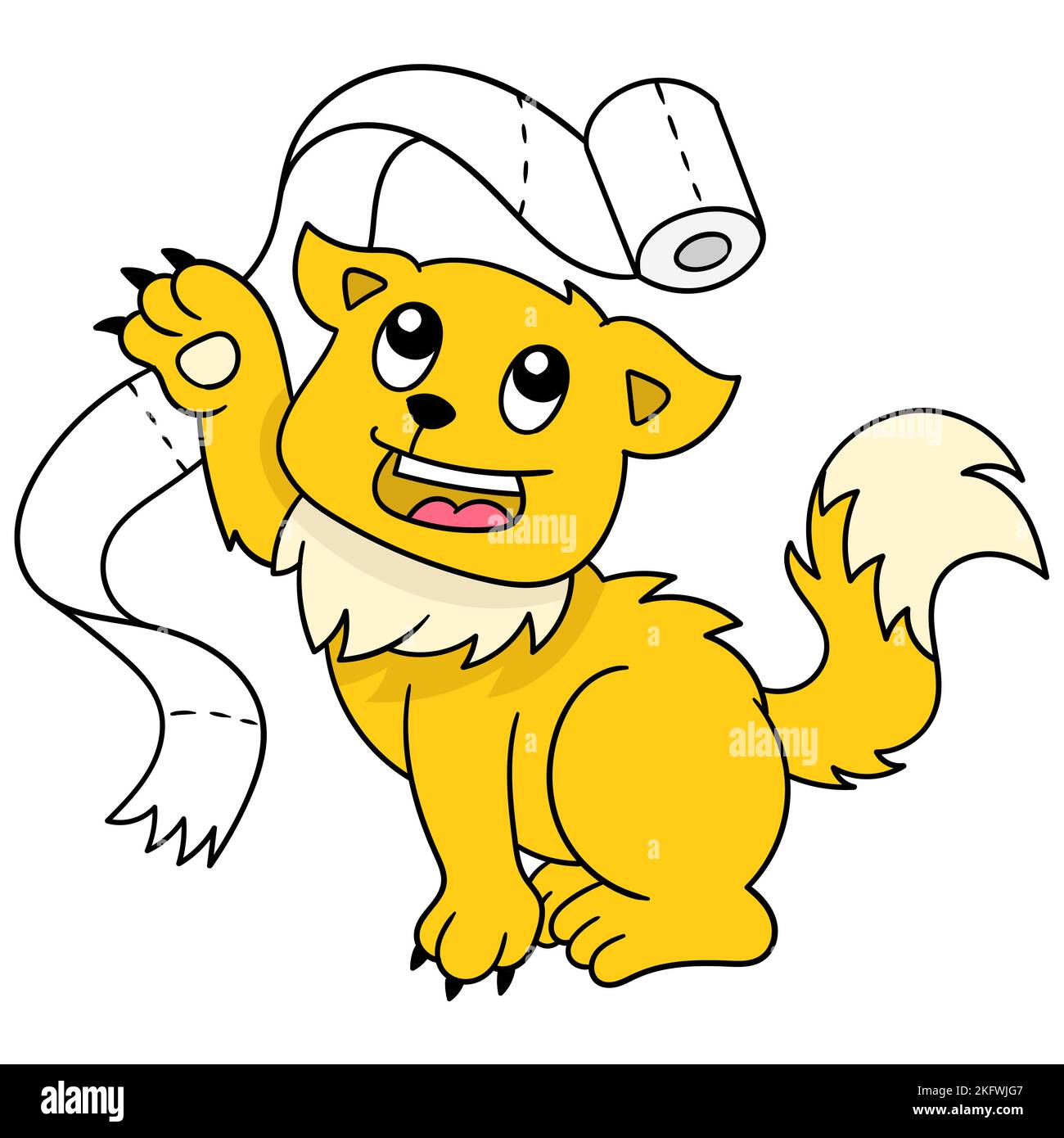 A vector illustration of an orange animal cartoon character playing ...