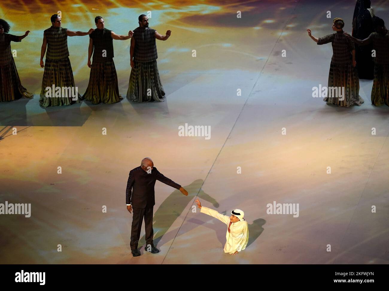 Morgan Freeman and Ghanim al Muftah during the opening ceremony of the ...