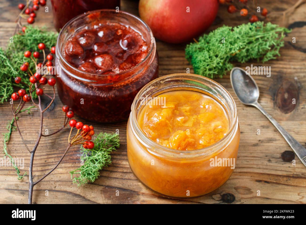 Peach and strawberry jam. Healthy dessert Stock Photo - Alamy