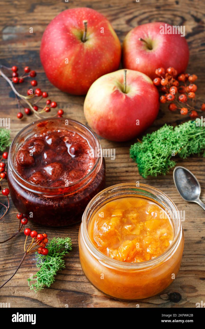 Peach and strawberry jam. Healthy dessert Stock Photo - Alamy