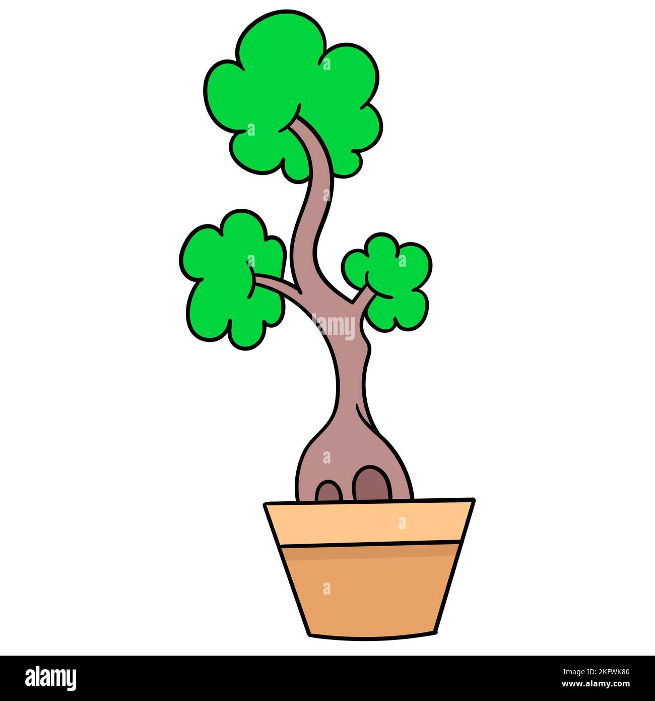An editable vector of a tree growing from a brown pot Stock Vector ...