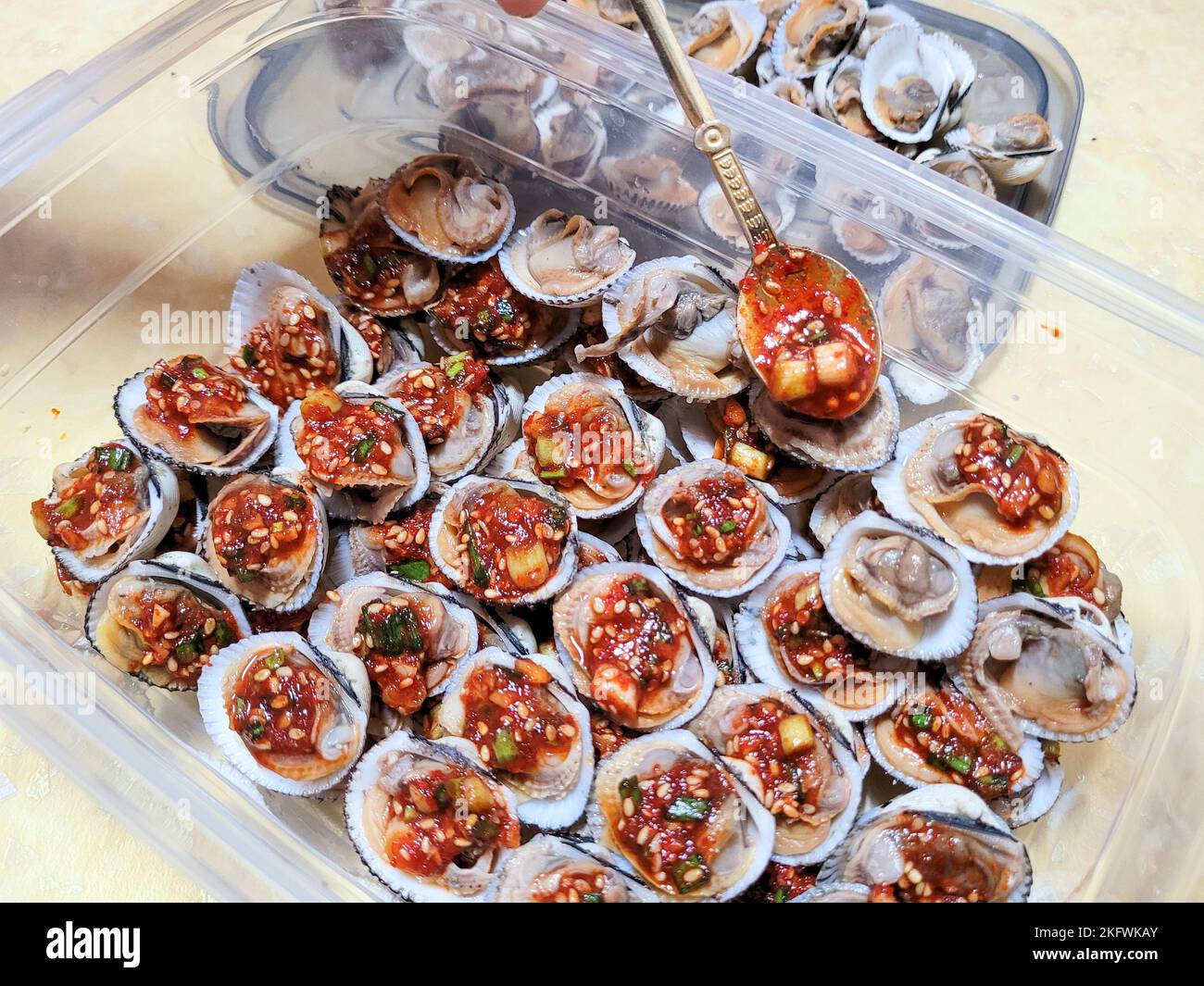 seasoned cockles (Korean traditional food Stock Photo - Alamy